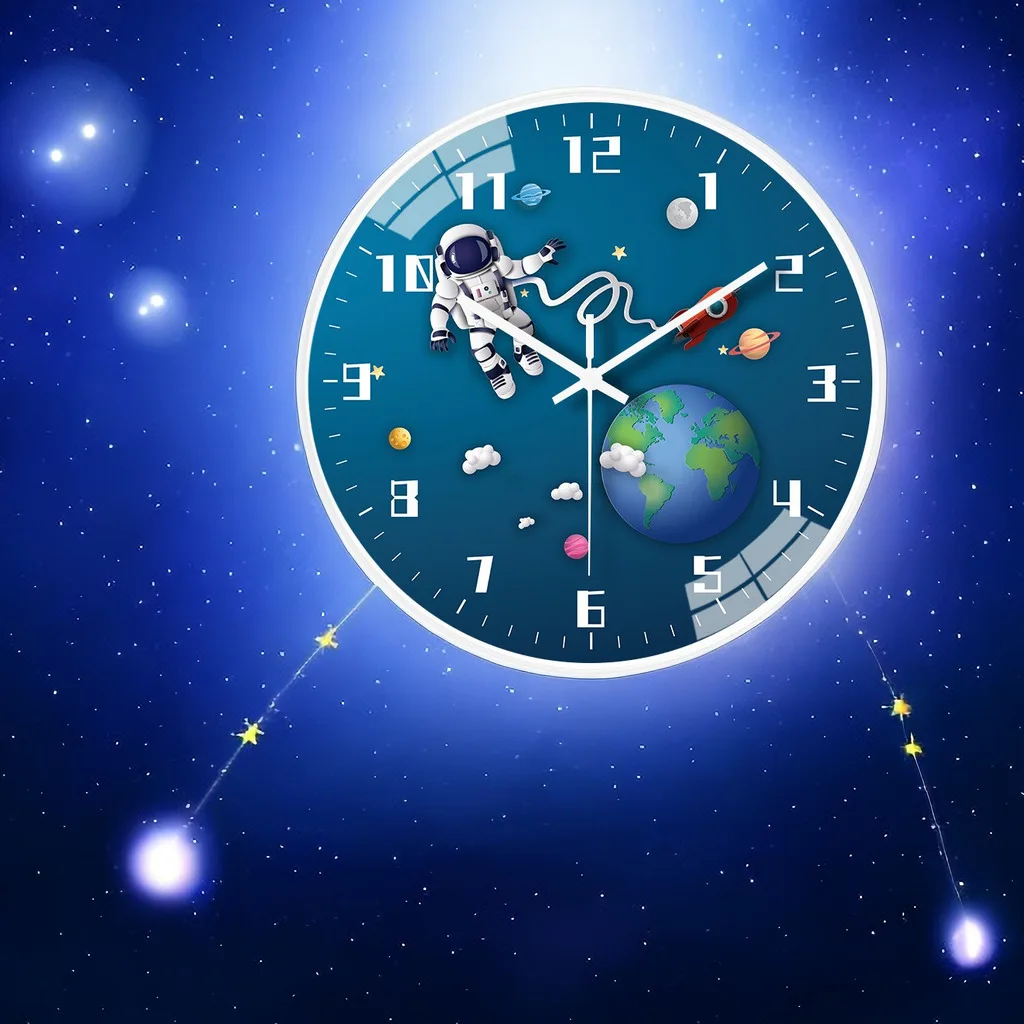 8-inch-Kid-s-Room-Wall-Clock-Cartoon-Astronaut-Clocks-Wall-Home-Decor ...