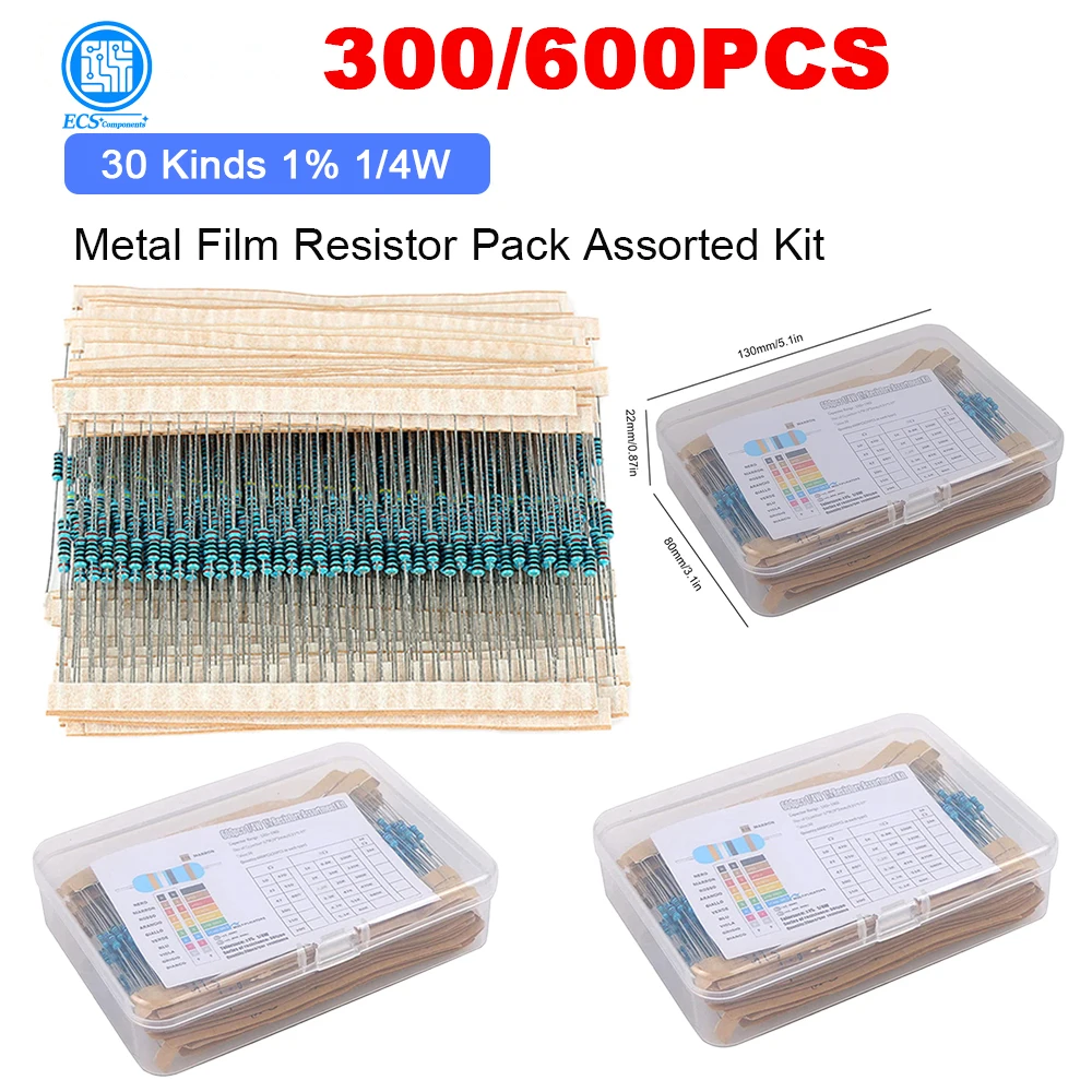 300-600pcs-Metal-Film-Resistor-Pack-Assorted-Kit-30-Kinds-Metal-Film ...