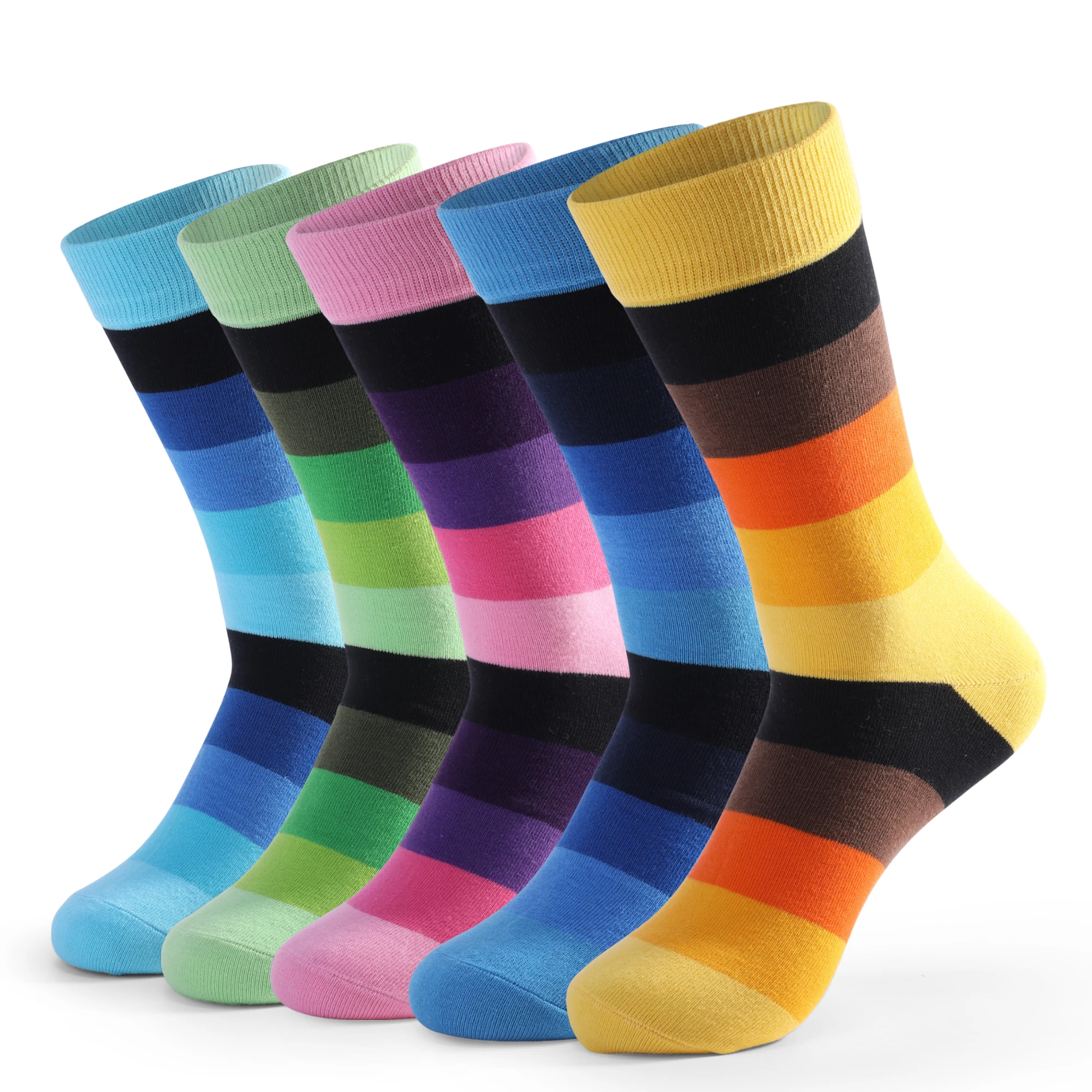 5Pairs-Mens-Fun-Dress-Socks-Pattern-Funny-Socks-Pack-Colorful-Striped ...