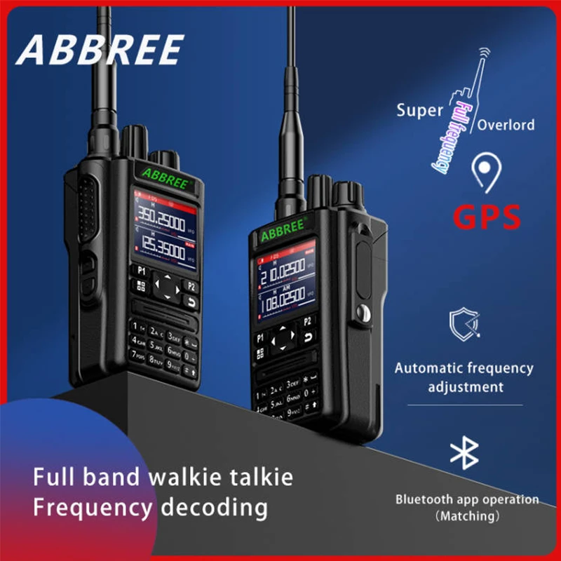 2pcs ABBREE AR-869 Walkie Talkie Bluetooth Program GPS Transceiver 136-520Mhz FM AM All Band ...
