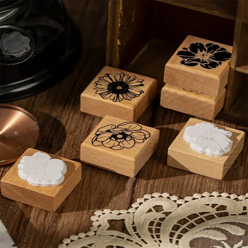 Retro-Wooden-Stamps-Rubber-Flower-Ink-Stamp-Letter-Memo-Deco-DIY-Diary ...