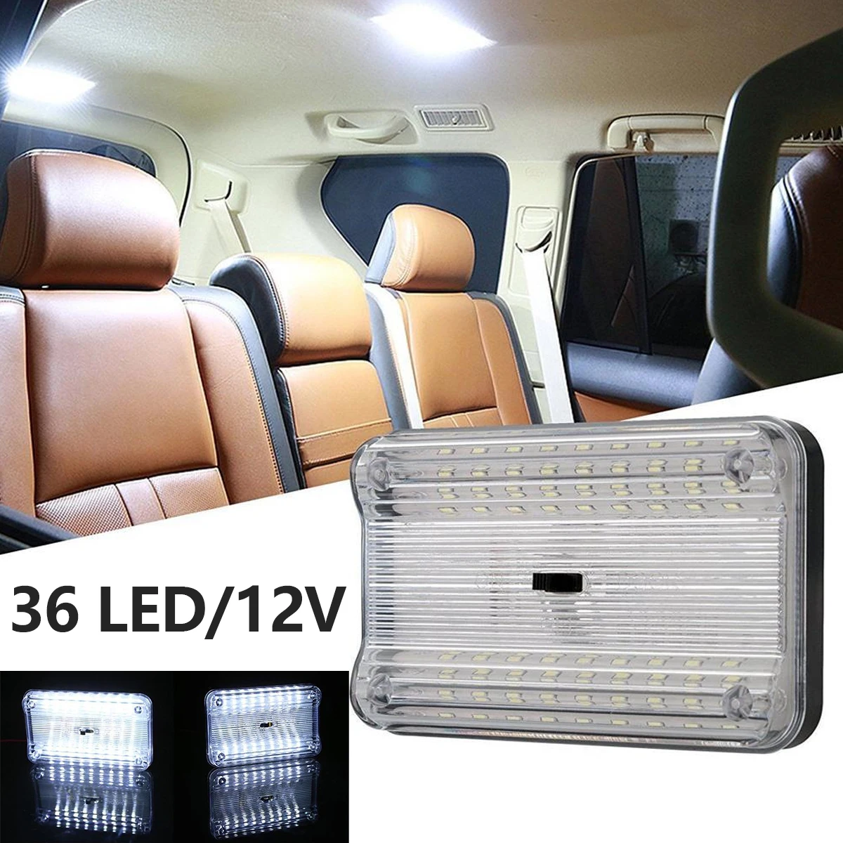 Car Interior Roof Lights 12V 36 LED Bulbs White Vehicle Ceiling LED ...