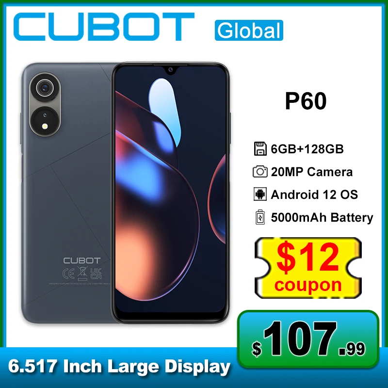 Cubot smartphone p60 6.517 "octa core android 12 5000mah bateria de ...