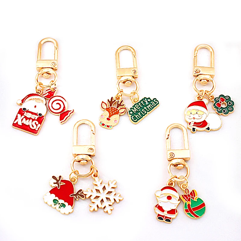Enamel-Merry-Christmas-Keychains-Cartoon-Snowflake-Santa-Claus-Elk ...