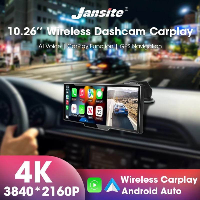 Jansite-Carplay-sem-fio-e-Android-Auto-Car-DVR-C-mera-Retrovisor ...