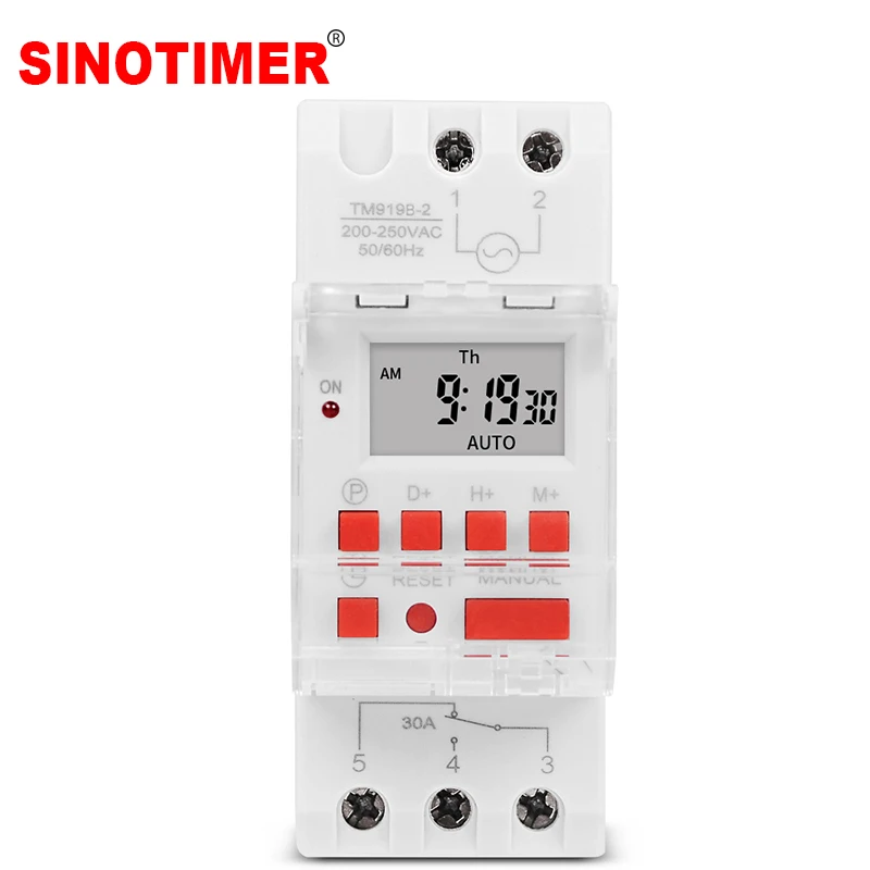 SINOTIMER 30A High Load 220V 7 Days Digital Programmable TIMER SWITCH ...