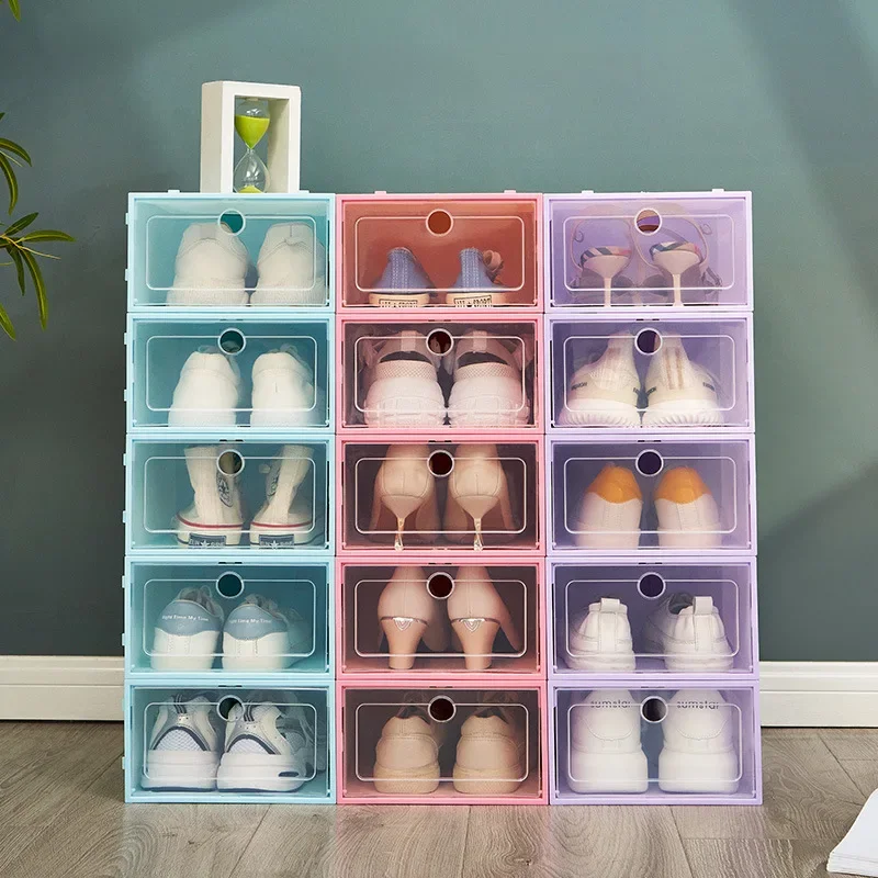 Transparent-Lid-Shoe-Box-Sets-Shoes-Organizers-Thickened-Foldable ...