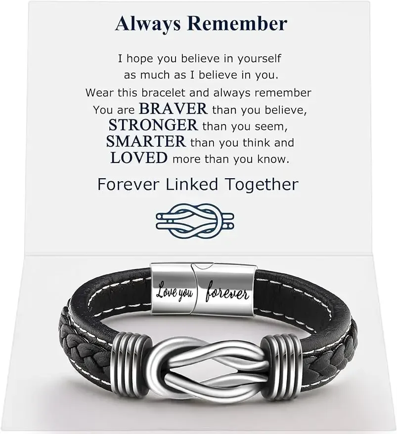 Infinity Knot Leather Bracelet for Men Birthday Christmas Anniversary ...