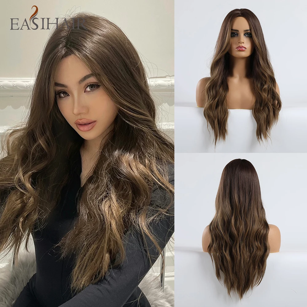 EASIHAIR-Perucas-Sint-ticas-Longas-Castanhos-Ombre-para-Mulheres-Cabelo ...