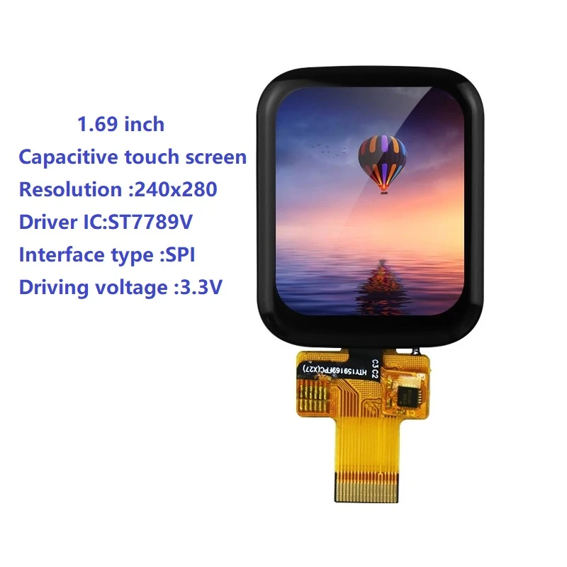 1.69 inch 240x280 Full Viewing Angle IPS TFT LCD Capacitive touch screen 4Line SPI interface ...