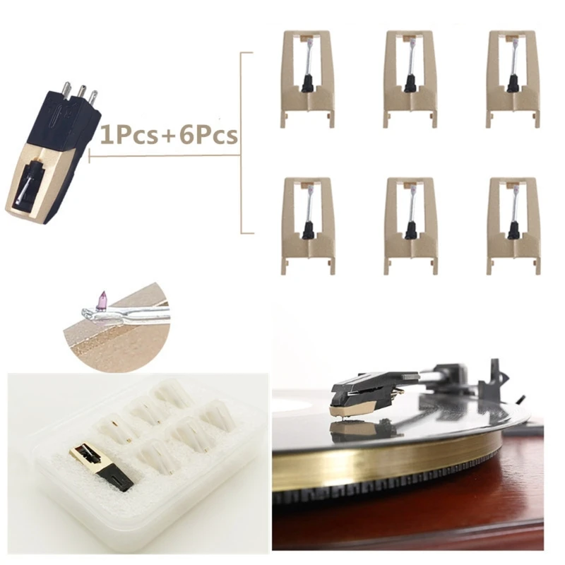 7 Piece Vinyl Record 1 Piece Turntable Recording Player Cartridge and 6 ...