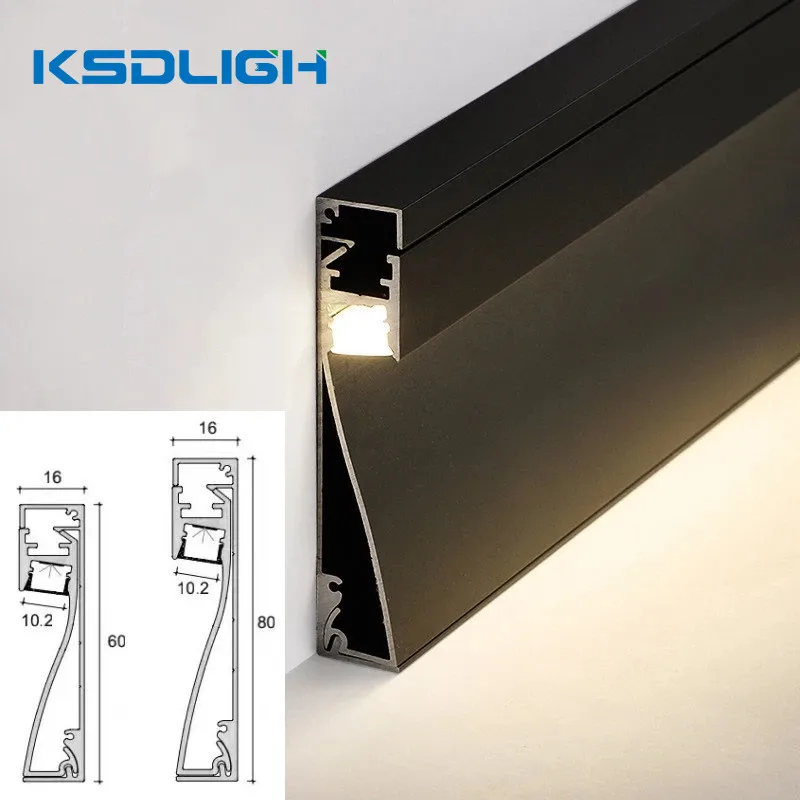 LED Skirting Linear With Milky Cover Aluminium Profile Recessed Wall ...