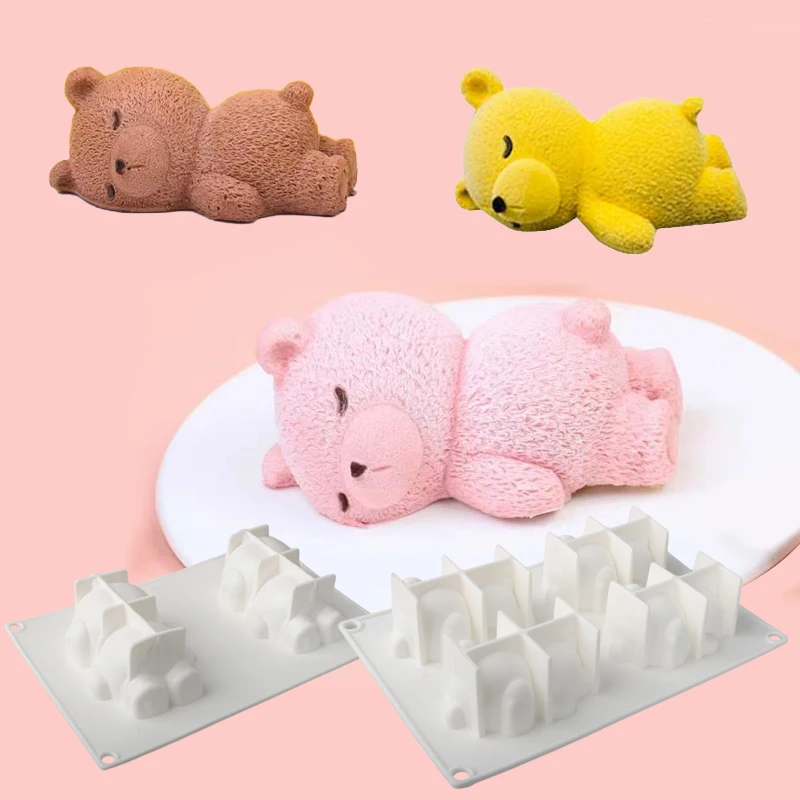 SHENHONG-2-or-4-Cell-Sleeping-Bear-Design-Silicone-Cake-Molds-Dessert ...