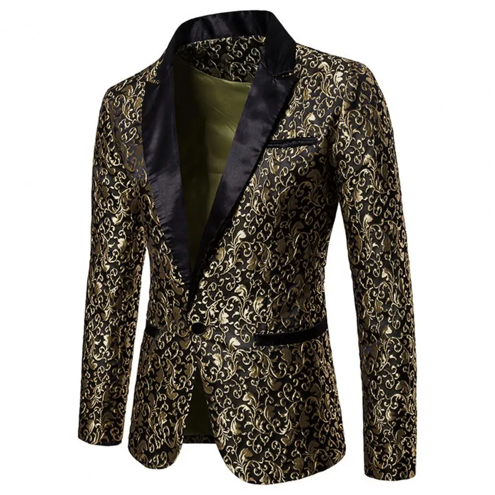 Blazer-Jacquard-de-lujo-para-hombre-Blazer-de-un-solo-bot-n-ajustado ...