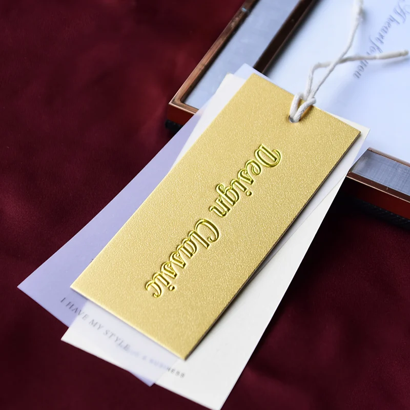 High Quality Gold Cardboard with Hot Stamping Foil Main Tag Printing ...