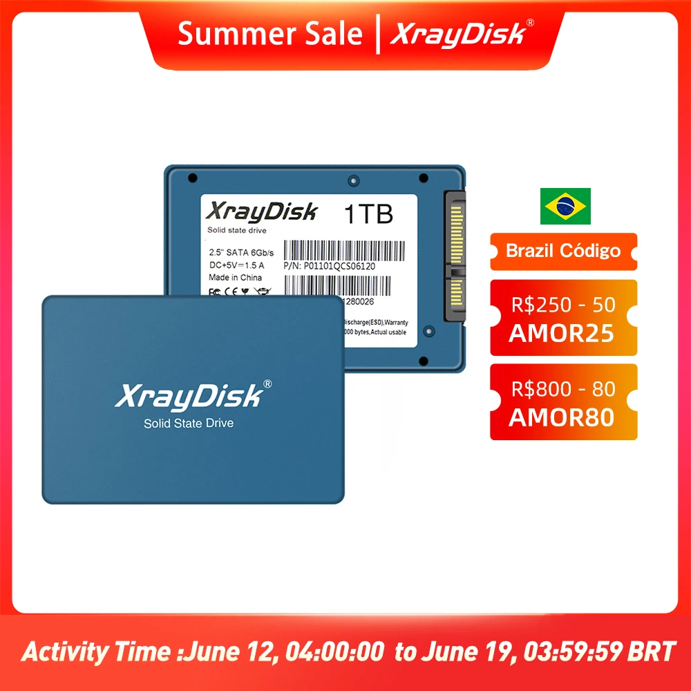 Xraydisk Unidade de estado sólido interno, disco rígido, PC e NB, Sata3, 2.5 "SSD, 1TB, 512GB ...