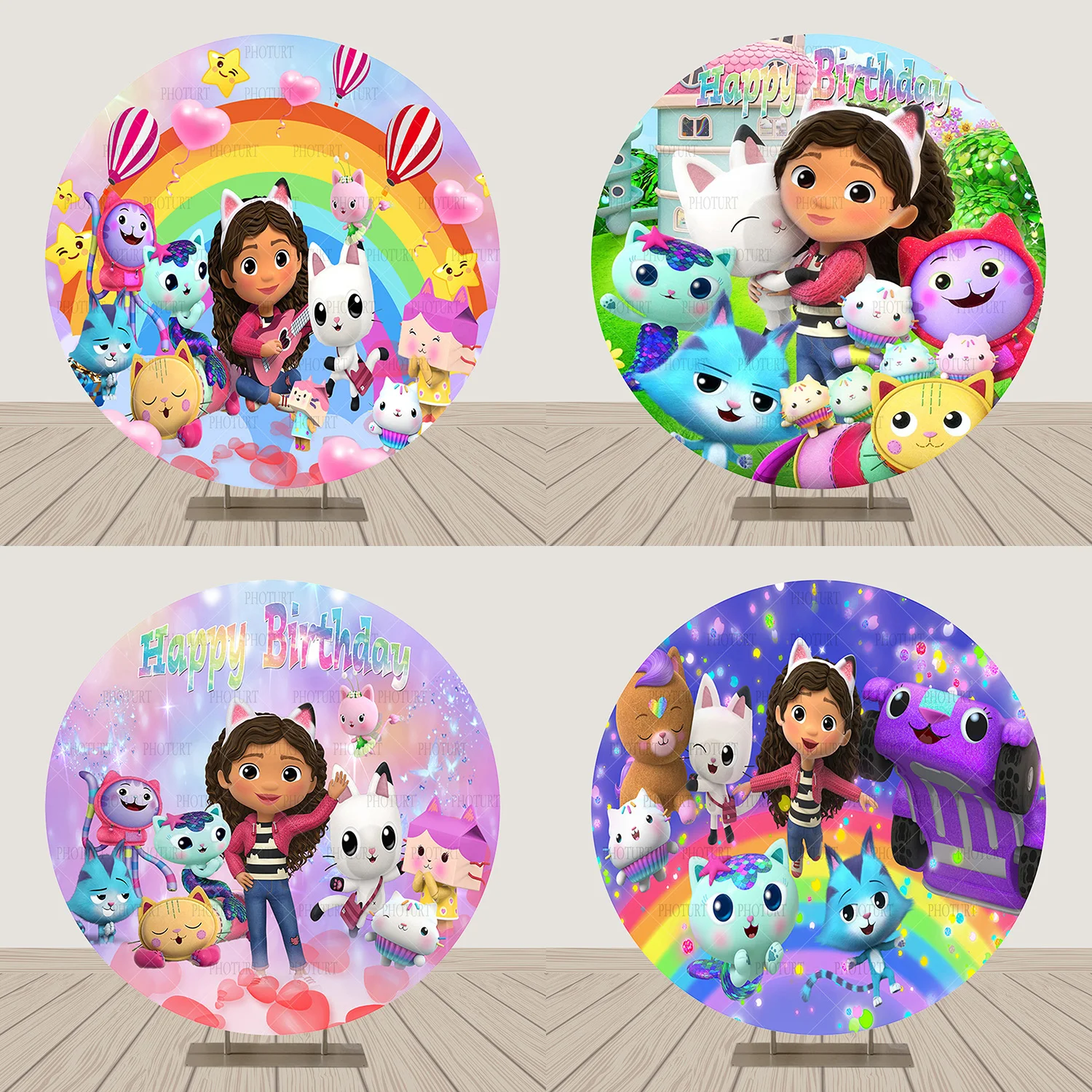 Round-Gabby-Dollhouse-Backdrop-Baby-Shower-Birthday-Party-Photography ...