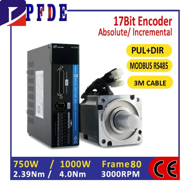 17bit-Incremental-Encoder-AC220V-750W-Servo-Motor-2-4NM-3000rpm-or-1KW ...