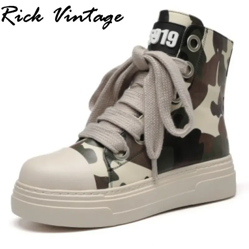 Rick-Vintage-Quality-Leather-Women-High-Top-Casual-Shoes-Wide-Shoelaces ...