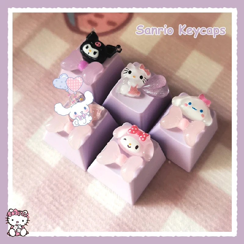 Kawaii Sanrio Hello Kitty Cinnamoroll Keycaps Cartoon Cute Kuromi ...