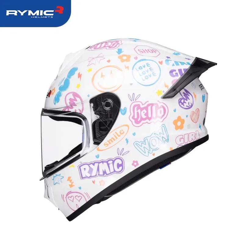 Casco de motocicleta RYMIC para mujer, con certificación DOT ECE, para carreras, para montar en ...