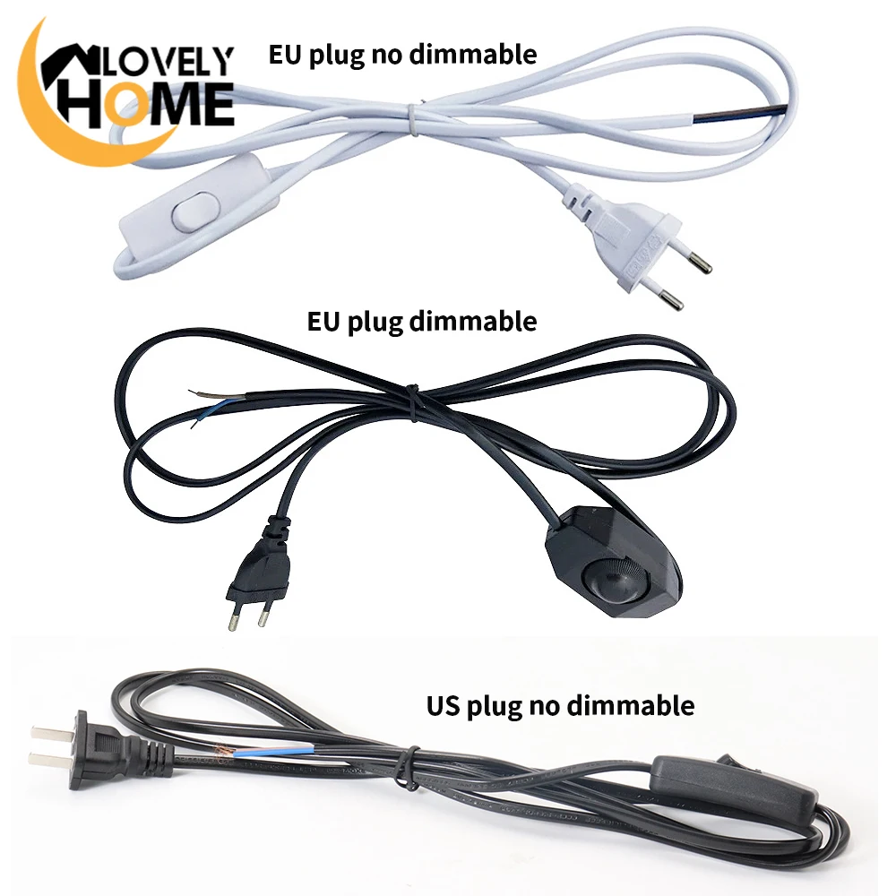 1-8M-EU-US-Plug-220V-Electricity-wire-LED-Dimmer-Switch-Cable-Light ...