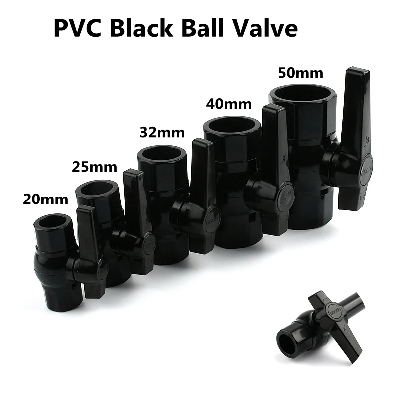 20-25-32-40-50mm-Black-PVC-Ball-Valve-Water-Pipe-Fittings-Valve-Garden ...