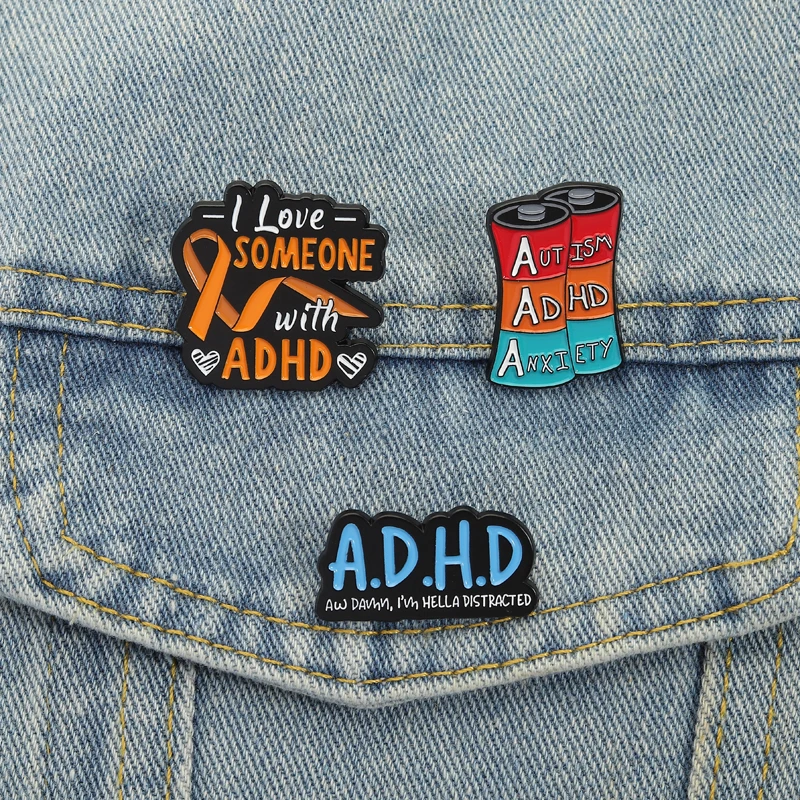 ADHD Autism Anxiety Enamel Pins Custom Mental Health Awareness Brooches ...