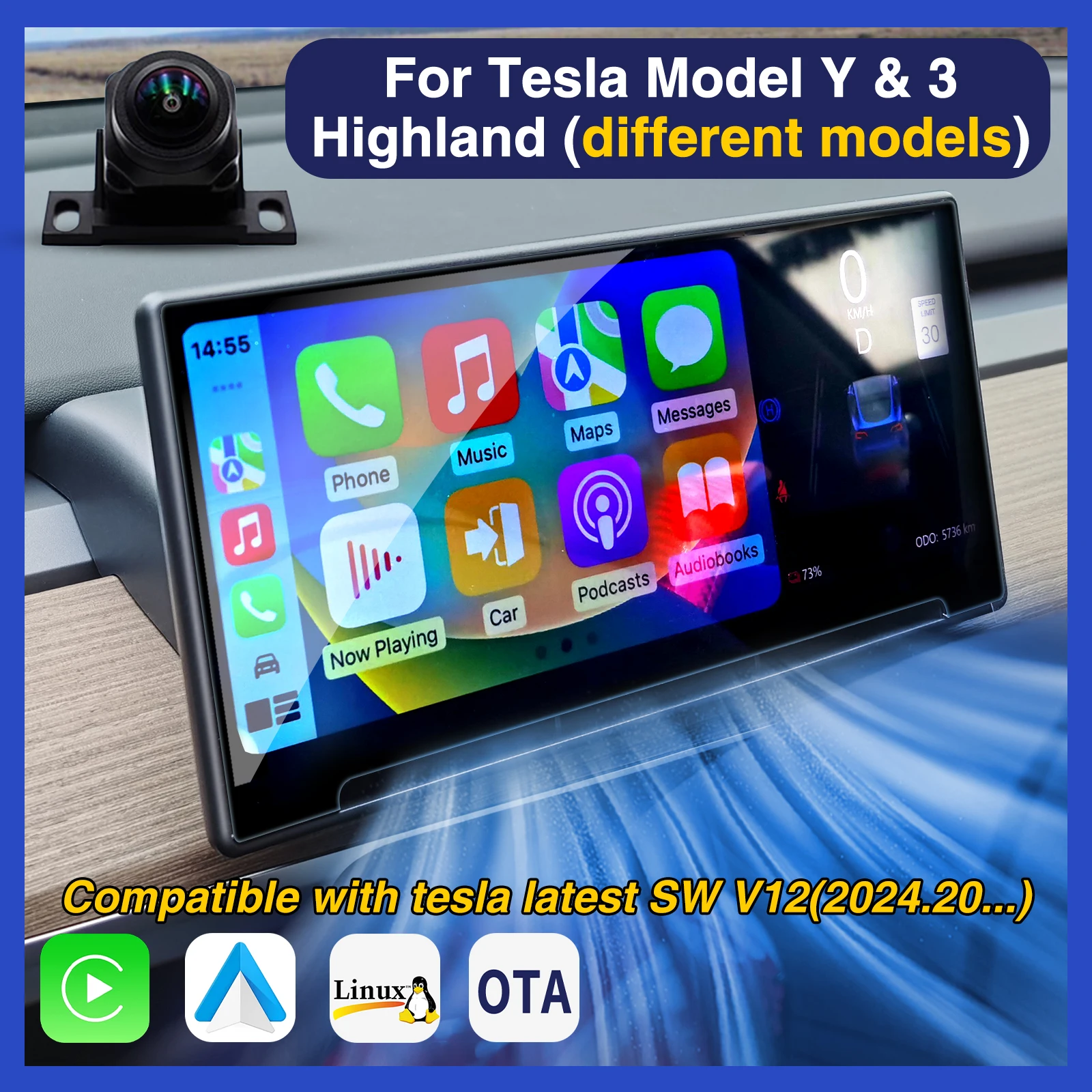 F-r-Tesla-Modell-y-3-Hud-Front-Display-Carplay-Tacho-Head-Up-Air-Vent ...
