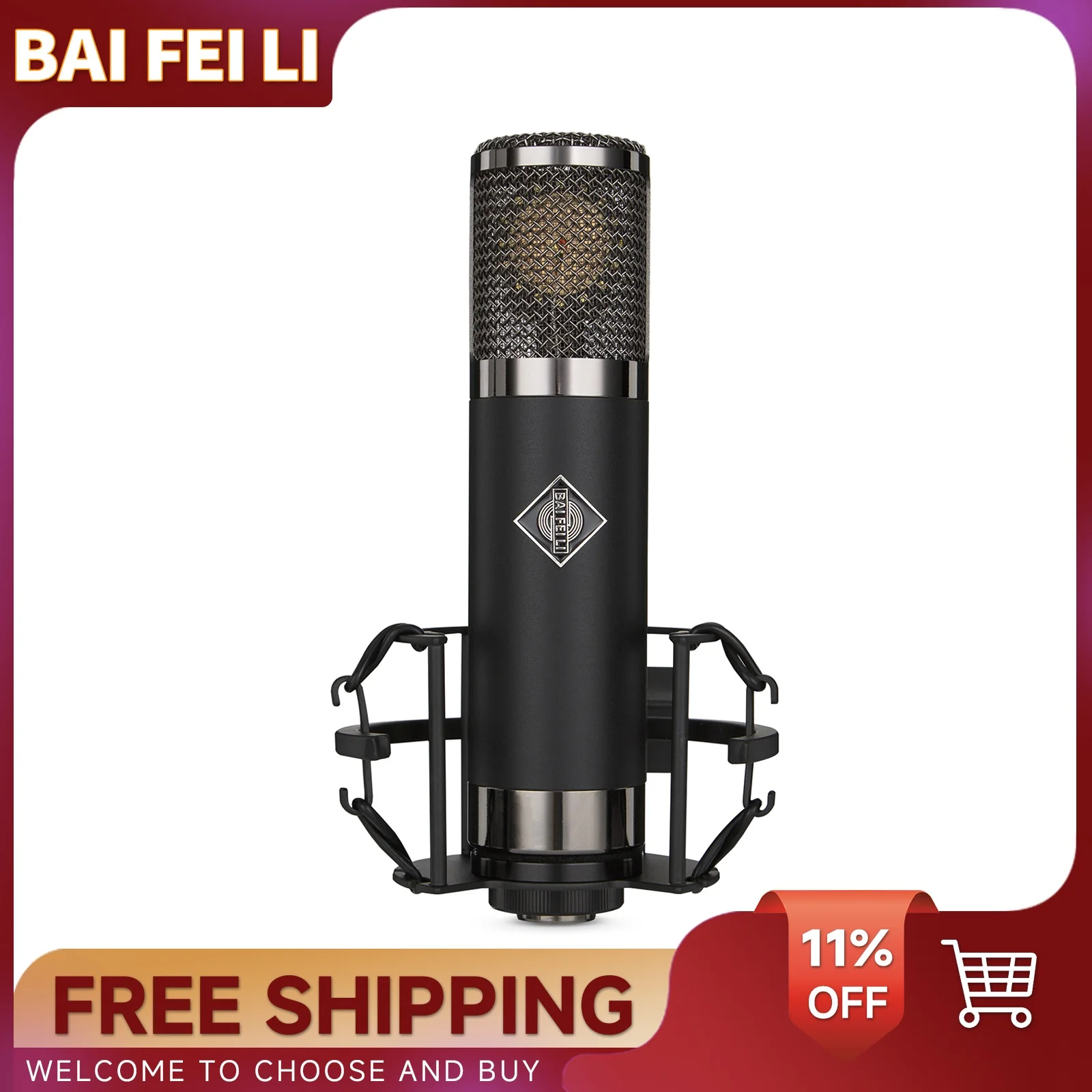 BAIFEILI V47 Microfone Condensador Profissional XLR Com Diafragma ...