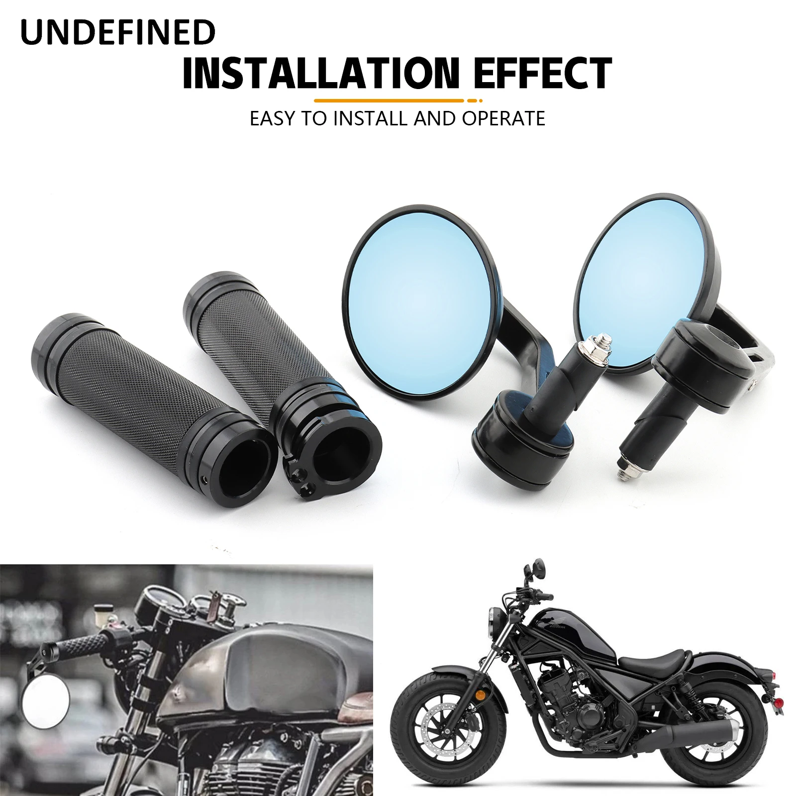 Bar End Mirror 22mm 7/8'' Cable Handlebar Side Rearview Mirrors for ...