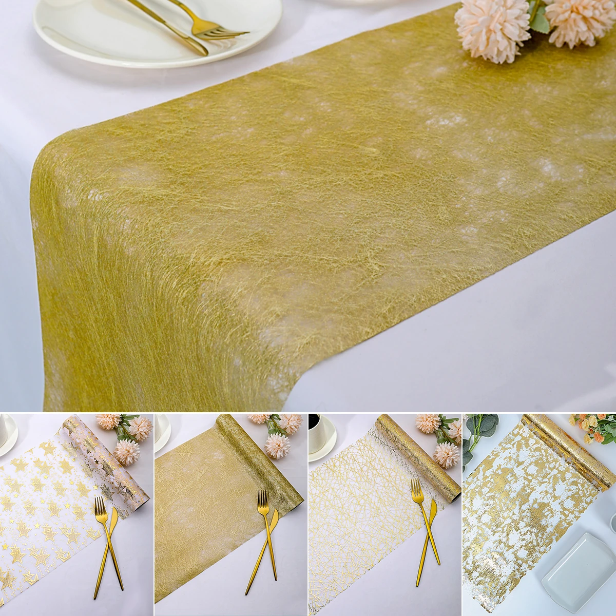 Sparkle Metallic Gold Thin Table Runners Gold/Silver/Rose Gold Sequin ...