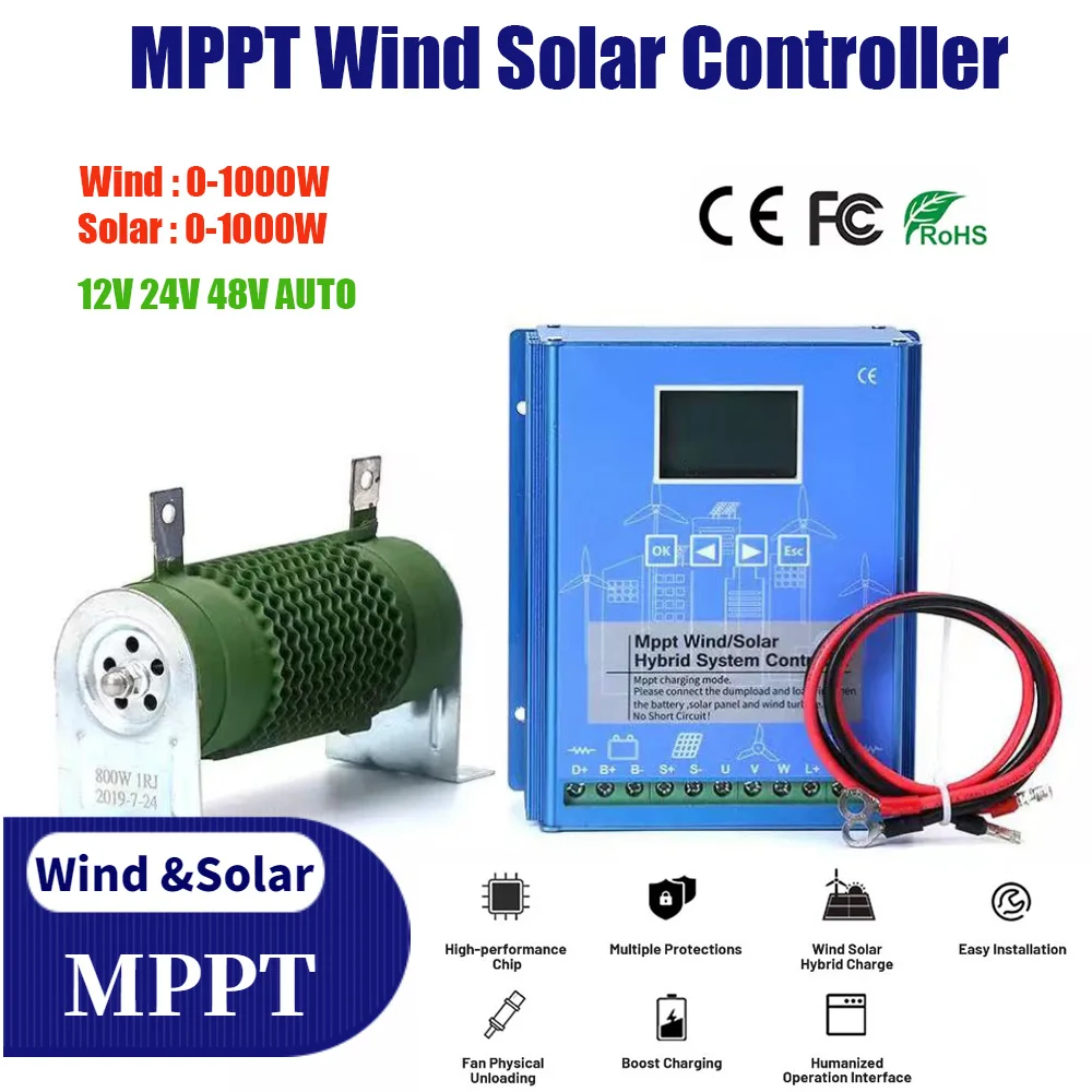 2000W Hybrid Solar Wind Charge Controller 12V 24V 48V MPPT Solar Panle ...
