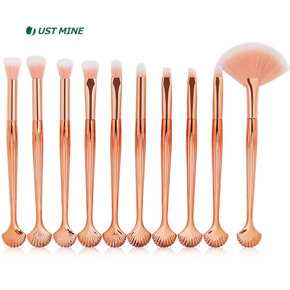 Professional 10 Pcs Shell Fashion Makeup Brush Sets Powder Foundation ...