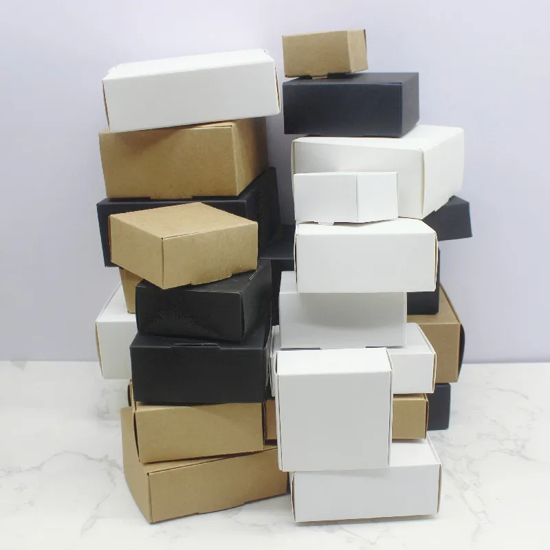 Multi-Size-10Pcs-Square-White-Kraft-Black-Packaging-Box-Wedding-Party ...