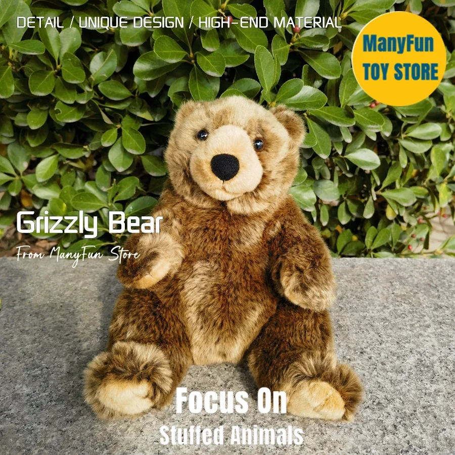 Brown Bear High Fidelity Cute Plushie Grizzly Bear Plush Toys Lifelike ...