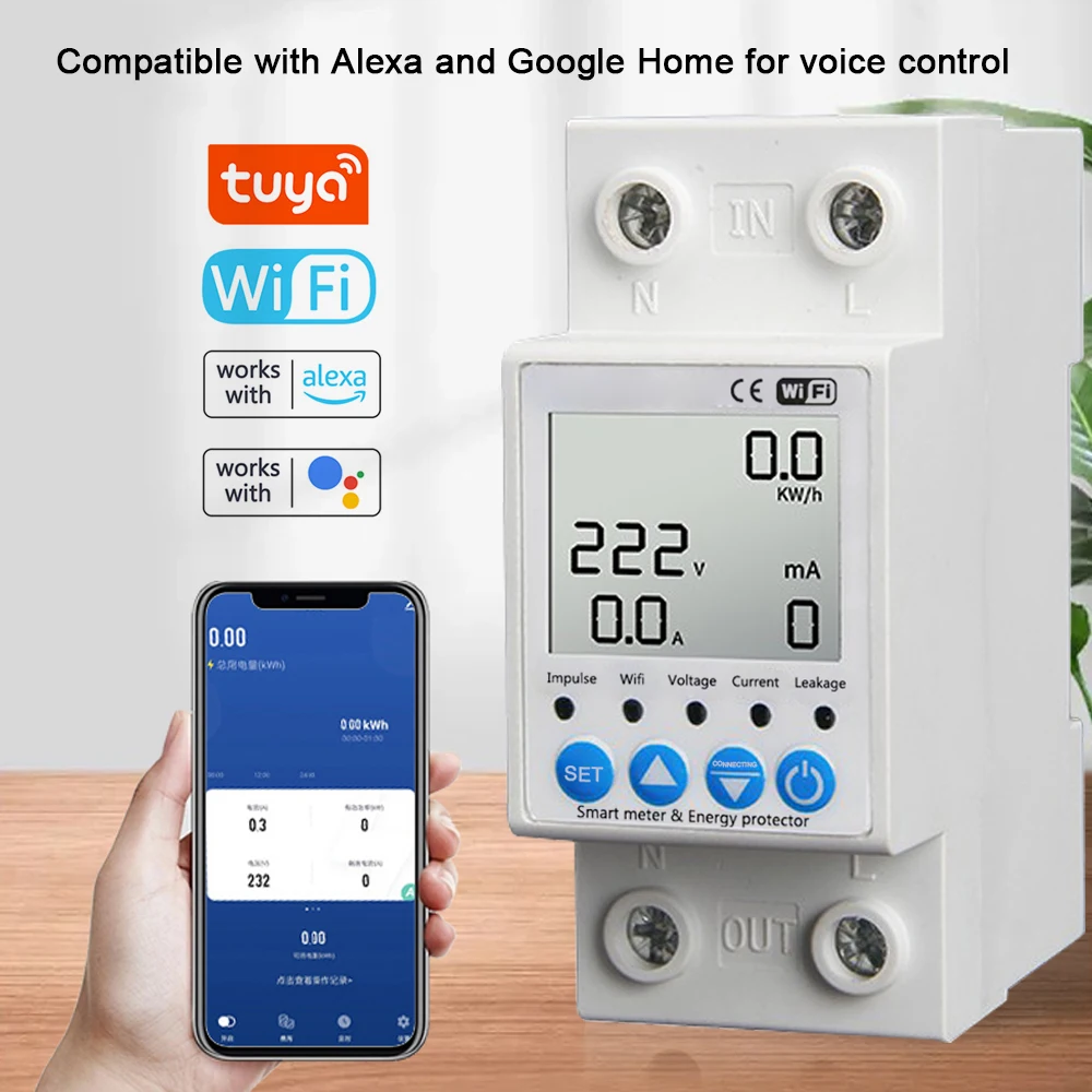 Tuya WiFi Intelligent Leakage Protecting Switch Current Voltage ...
