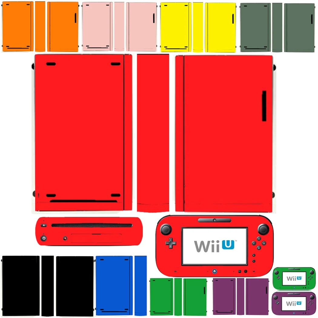 10 Pure Clean Solid Colours Vinyl Skin Sticker Protector Nintendo Wii U ...