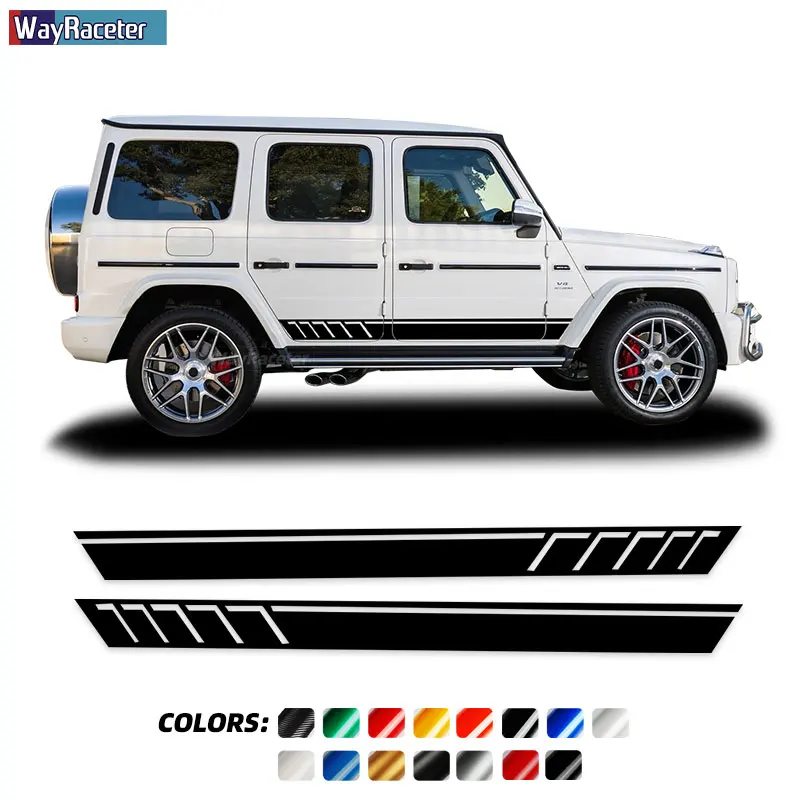 2-Pcs-Car-Door-Side-Stripes-Skirt-Sticker-Decal-For-Mercedes-Benz-G ...