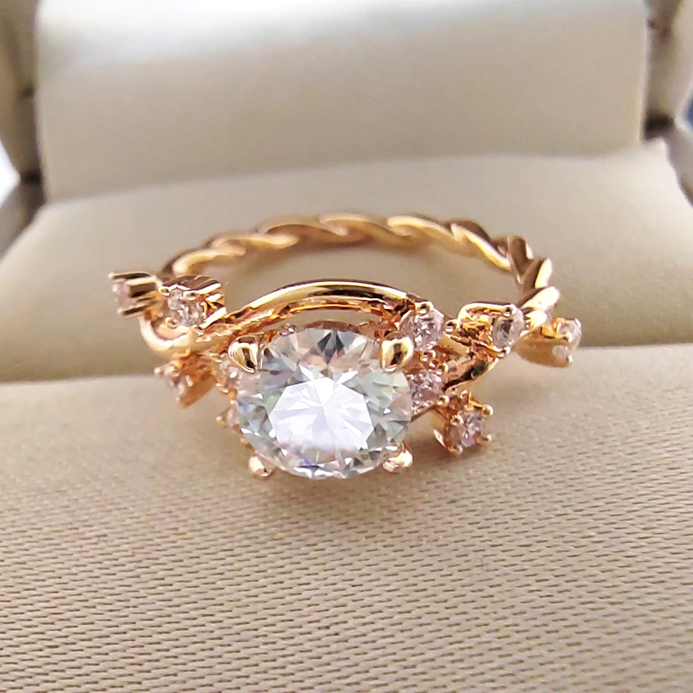 S925-Rose-Gold-Ring-1-Carat-Moissanite-GRA-Certificate-Sterling-Silver ...