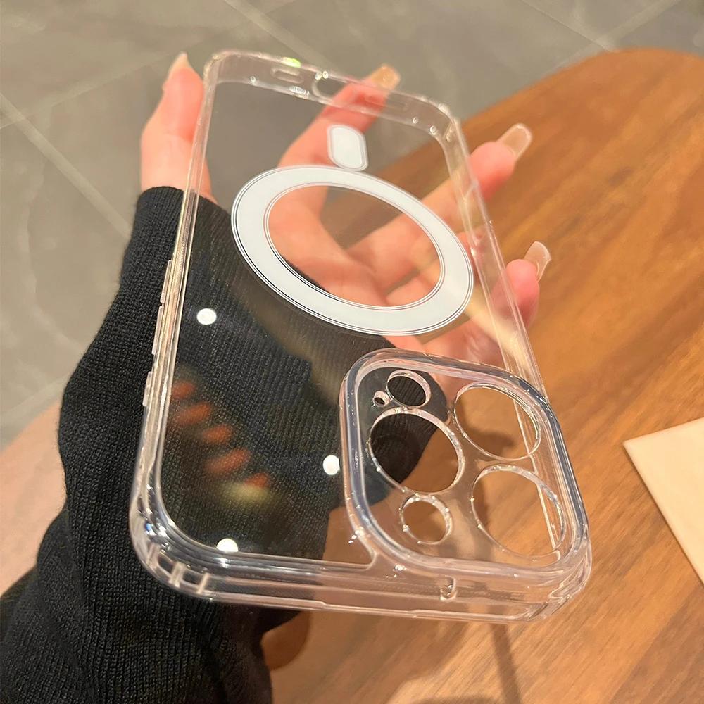 For-Magesafe-Magnetic-Transparent-Wireless-Charge-Case-For-iPhone-16 ...