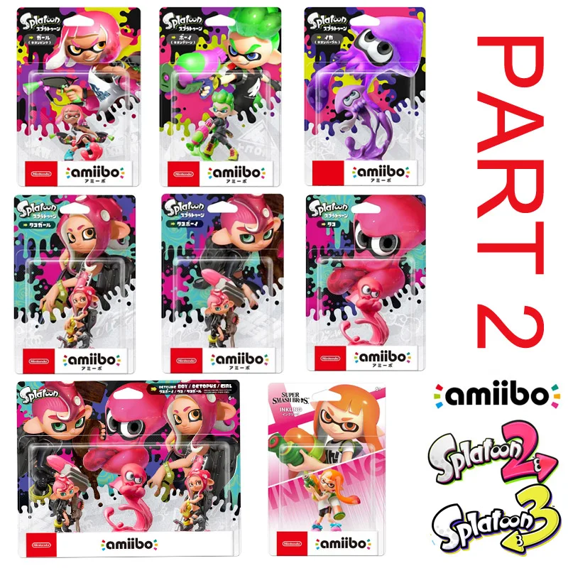 Nintendo Amiibo Super Smash Bros Serie Splatoon Inkling figura NFC Octoling Girl Boy 3 Pack ...