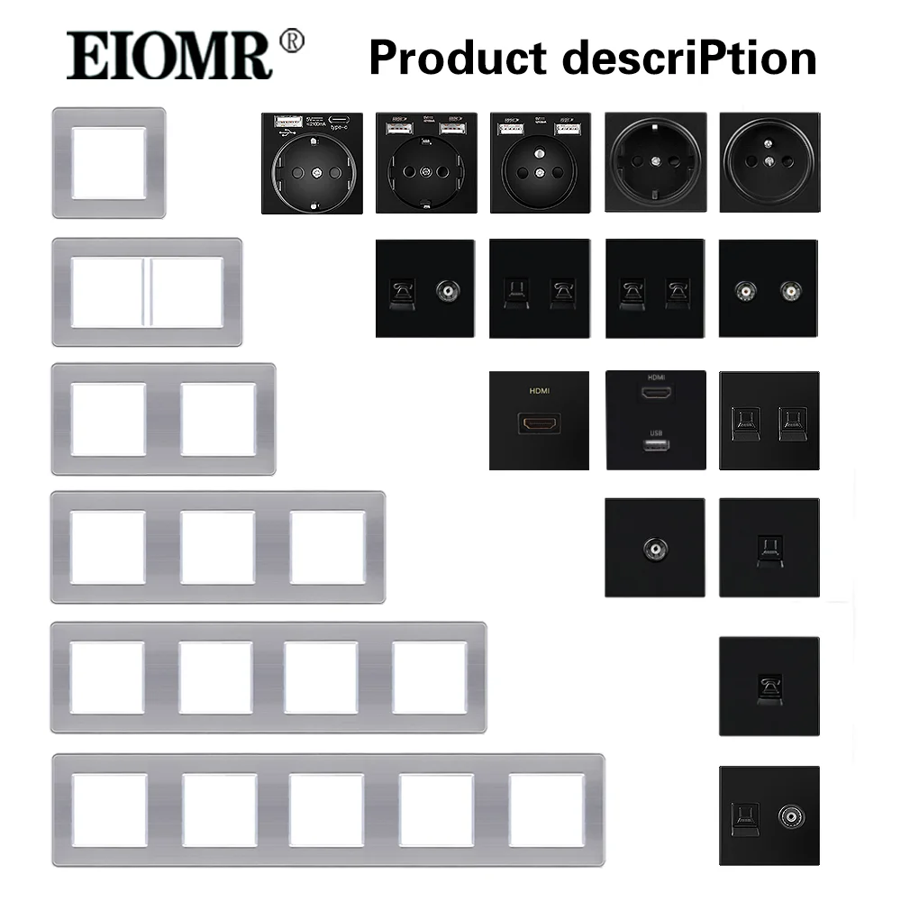EIOMR G40 Series Wall mounted Socket Module EU Power Outlet Switch ...