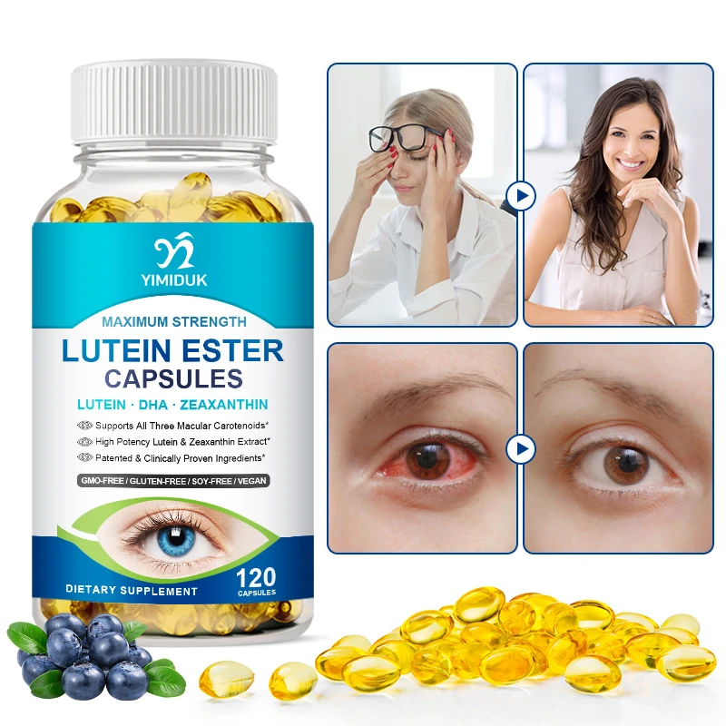 Lutein Ester Capsules Contains Zinc, Vitamins C, E, Zeaxanthin Helps Protect Eye Health Reduce ...