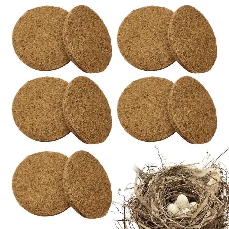 10Pcs-Pigeon-Nest-Pad-Brown-Round-Cushion-Bird-Hatching-Coconut-Fiber ...