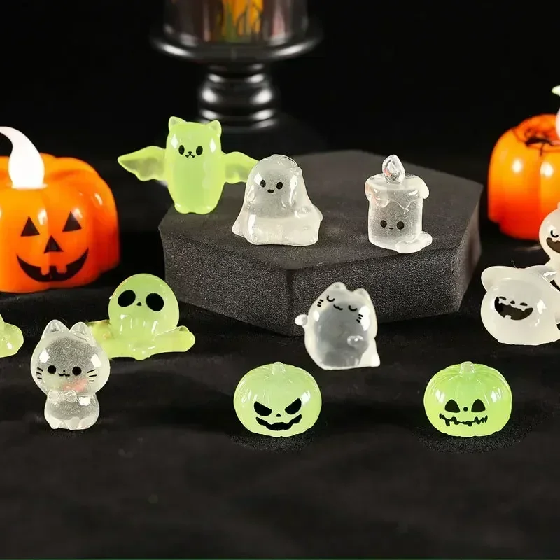6PCs-Mini-Luminous-Figures-Mini-Cat-Ghost-Pumpkin-Bat-Skull-Candle-Glow ...