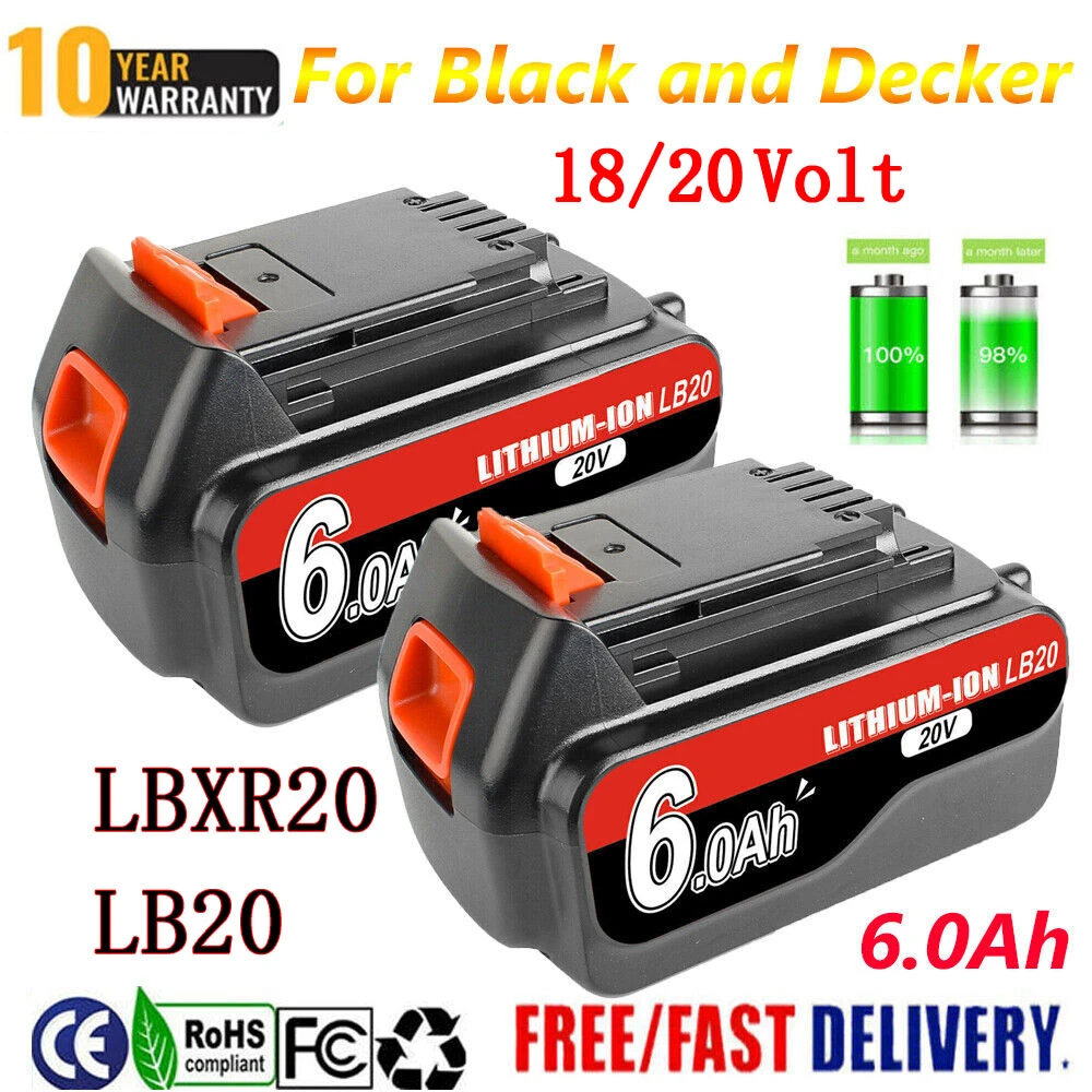 18/20V 6.0Ah LB20 Battery For Black & Decker LBXR20 LBX20 LBXR2020 ...