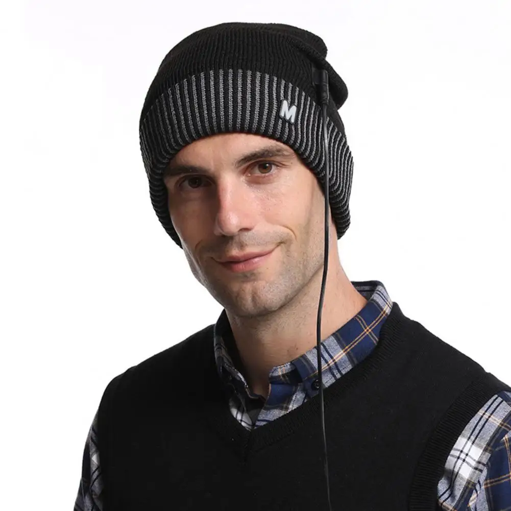 USB Heated Knitted Hat Women Men Skull Cap Knitted Flap Electric ...