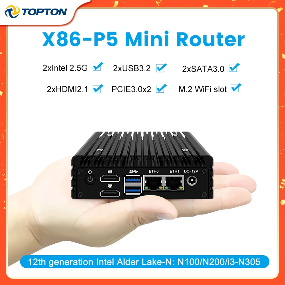 Topton-X86-P5-Pocket-Firewall-Router-12th-Gen-Intel-N100-DDR5-4800MHz ...