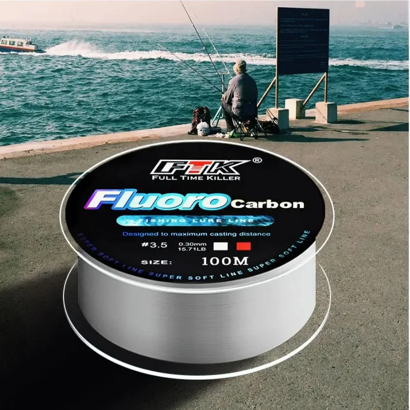100M-Fishing-Line-Fluorocarbon-Coating-Carbon-Fiber-Monofilament-Leader ...